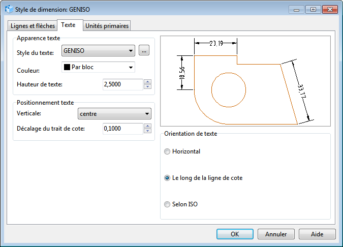 Editeur > Outils de dessin > Cote > Styles de cote